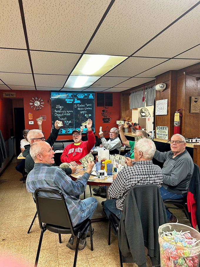 The real magic happens at these tables, where local legends are born, community news is shared, and breakfast is elevated to a social event.