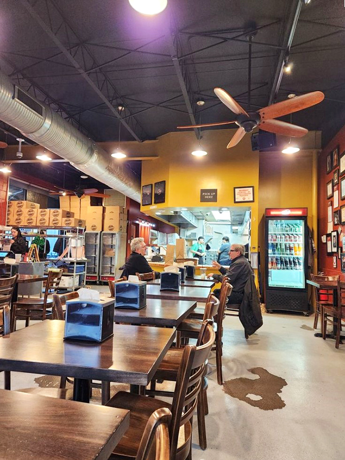 The dining area: where strangers become friends united by the universal language of "mmm" and the occasional sauce-stained shirt.