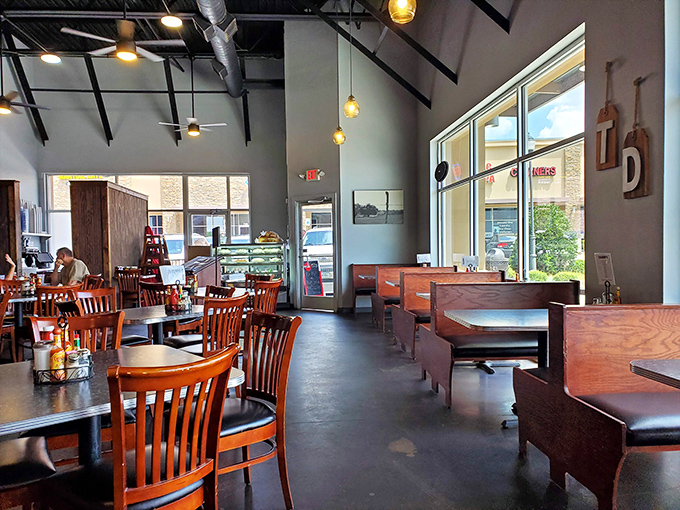 Wood floors and warm lighting create the perfect backdrop for conversations that last longer than expected.