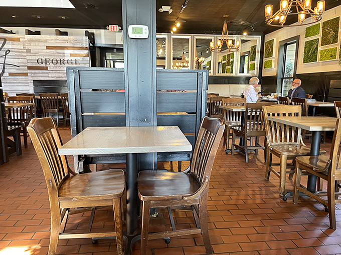 The dining room balances rustic charm with modern sensibility &ndash; like your favorite jeans paired with that perfect blazer you save for special occasions.
