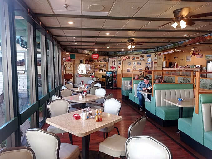 Classic diner aesthetics with a dash of Central Valley charm. Those mint-green booths have cradled more satisfied diners than a therapist's couch.
