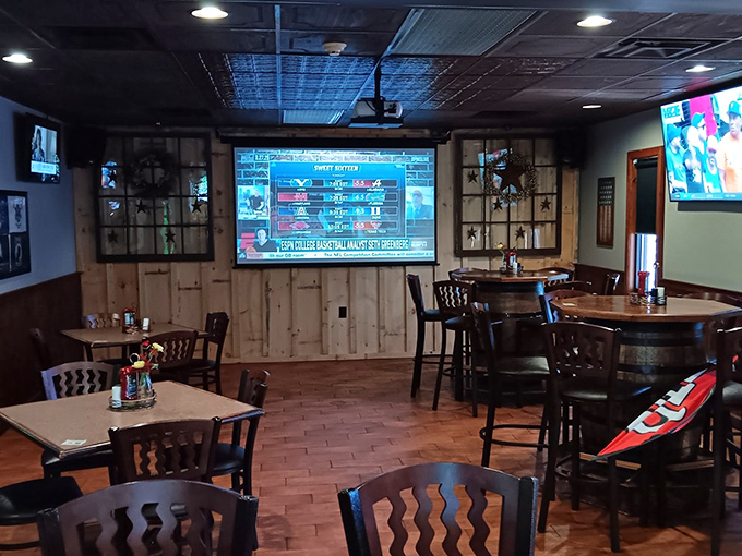 The dining area proves that great barbecue doesn't need fancy surroundings—just comfortable seating, good lighting, and the promise of meat-induced happiness.