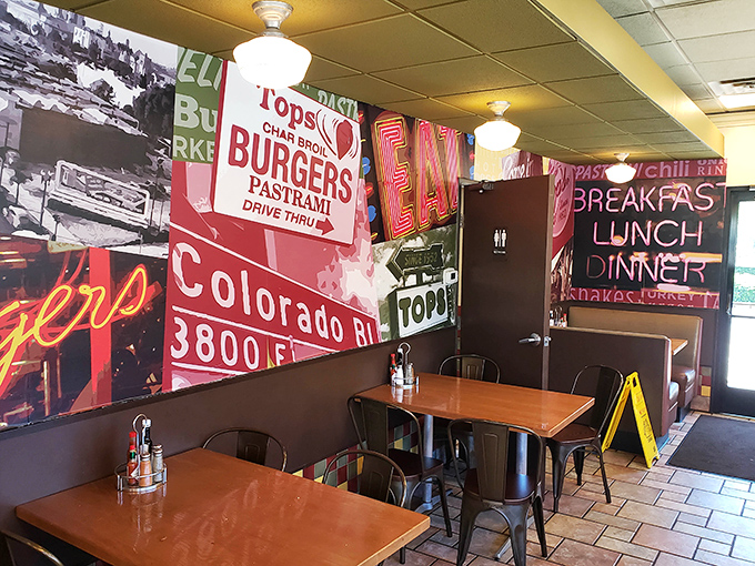 Classic diner booths where strangers become friends over shared appreciation for exceptional breakfast food and good conversation.
