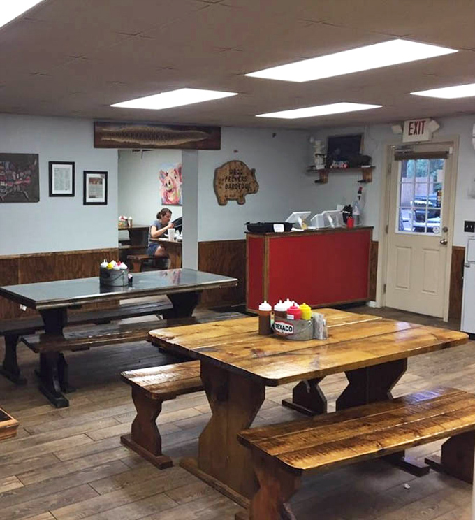 Simple wooden tables that have witnessed countless barbecue epiphanies and sauce-stained declarations of "this is the best I've ever had."
