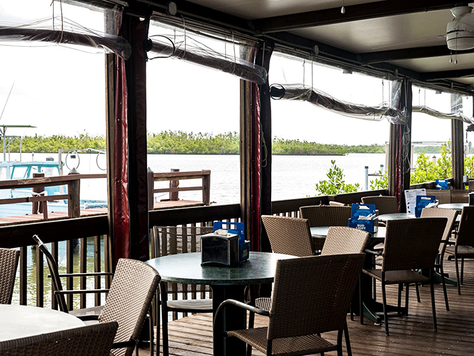 The waterfront view rivals the seafood for attention. Mother Nature's dining room backdrop makes everything taste just a little bit better.