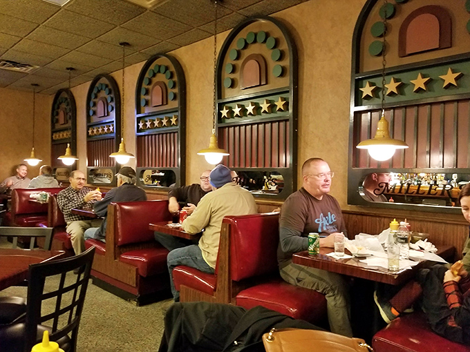 Red booths, wood tables, and decades of burger-fueled conversations &ndash; a dining room that feels like coming home, even on your first visit.