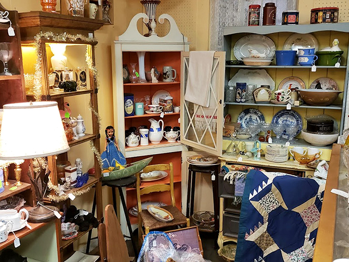 Grandma's china cabinet exploded in the best possible way, creating this cozy nook where every teacup has survived decades of Sunday gatherings.