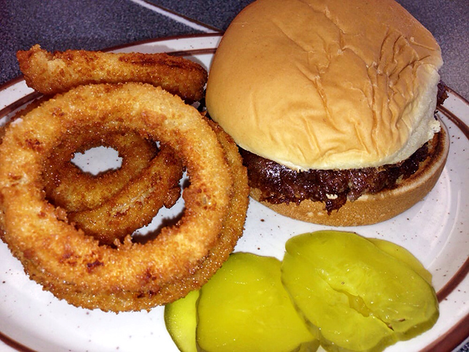 The Double Burger with Onion Rings: when your stomach says "I dare you" and your heart says "challenge accepted."