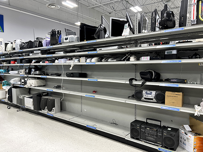 The electronics graveyard &ndash; where yesterday's cutting-edge technology finds new purpose. That boombox remembers the 80s better than I do.