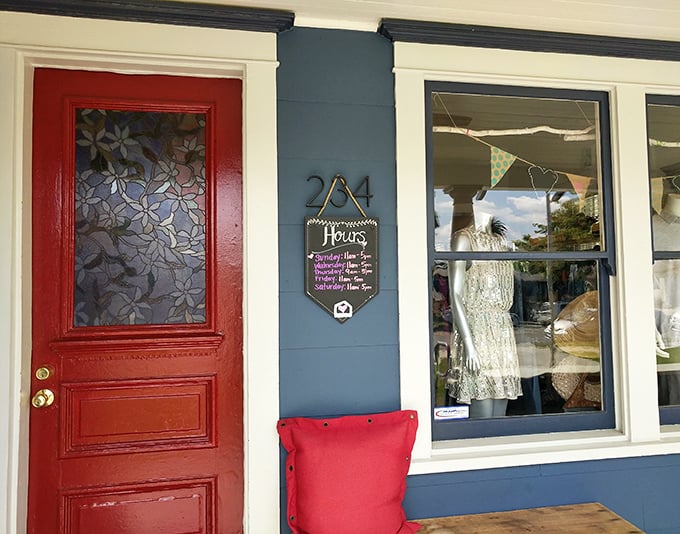 That red door with stained glass flowers isn't just an entrance – it's a portal to the land of "I can't believe this only cost me $12!"