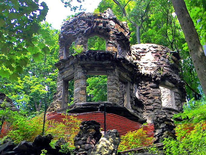 These stone ruins in the forest look like Mother Nature is slowly reclaiming a medieval castle. Half "Lord of the Rings" set, half cautionary tale about skipping home maintenance.