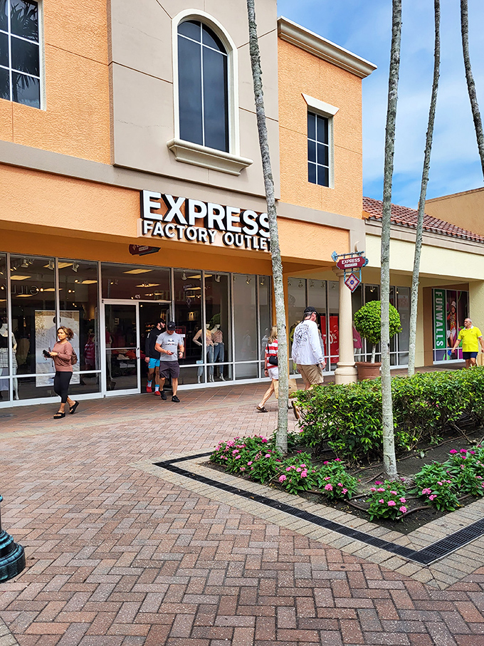 Express Factory Outlet welcomes a steady stream of bargain hunters, proving that fashion FOMO is a powerful motivator regardless of your age or budget.