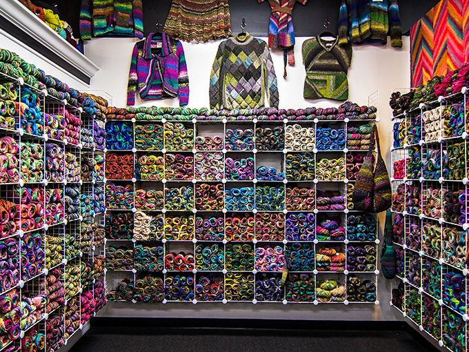 A fiber artist's dream come true &ndash; this rainbow explosion of yarn could make even the most dedicated knitter weak at the knees.