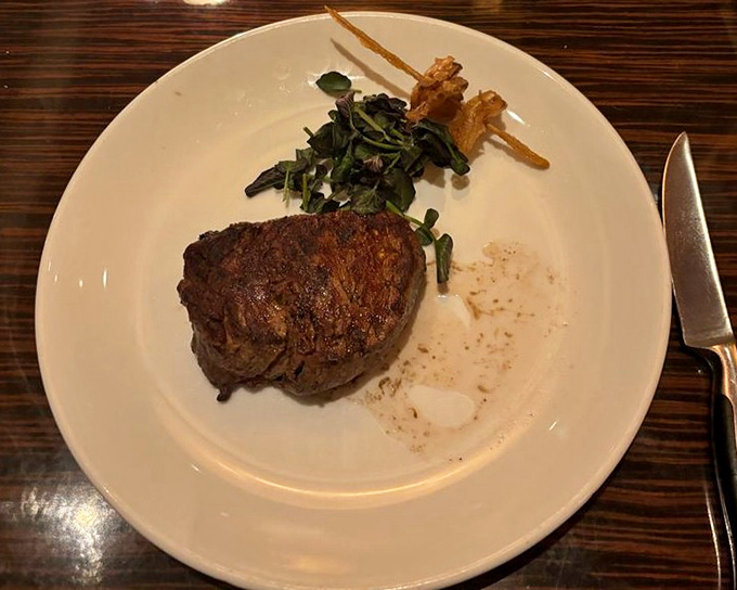 This filet mignon isn't just cooked&mdash;it's been treated with the respect a fine cut deserves. The kind of steak that makes conversation pause mid-sentence.