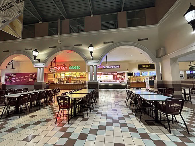 The food court arena: where shopping gladiators refuel before returning to the retail colosseum.