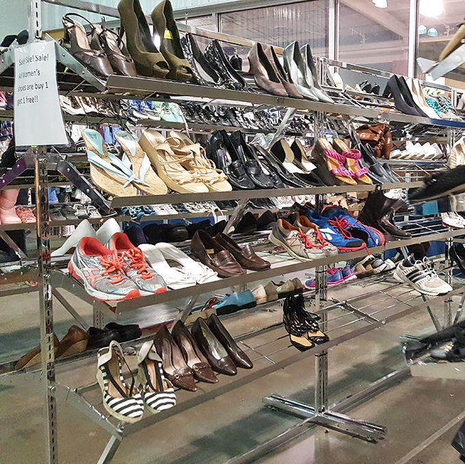 Shoe department extraordinaire &ndash; where practical meets whimsical. Those barely-worn designer pumps are practically begging for a second chance.