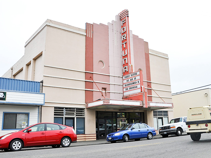 The Fortuna Theater's vintage marquee promises entertainment without the need for 27 screens, $20 popcorn, or 45 minutes of previews.