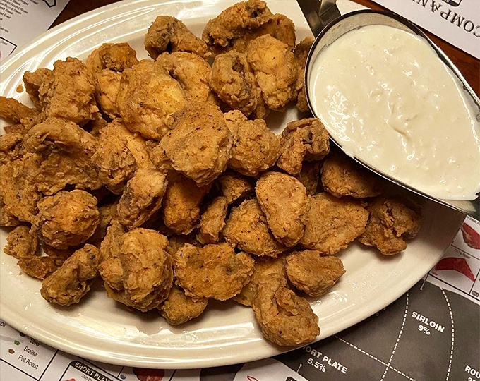 These aren't just fried mushrooms&mdash;they're little golden nuggets of umami that disappear from the plate with suspicious speed.