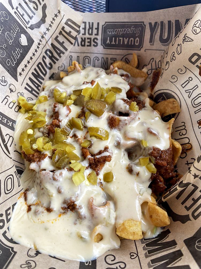 The Frito Pie transforms humble corn chips into a delivery system for layers of chili, cheese, and jalape&ntilde;os&mdash;proof that greatness often comes in simple packages.