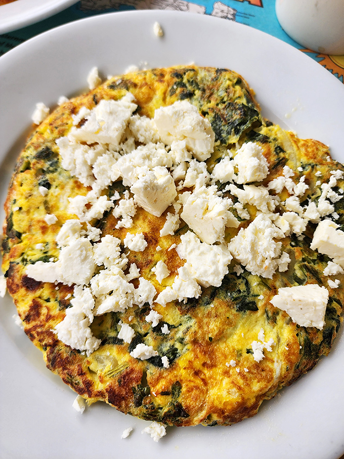 A spinach and feta frittata that would make any Greek grandmother nod in approval&mdash;hearty, fluffy, and unapologetically delicious.
