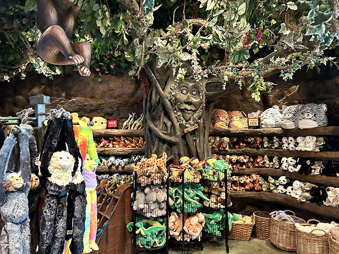 The gift shop is where wallets go to empty themselves on plush animals that somehow seem essential after two Mongoose Mai Tais.