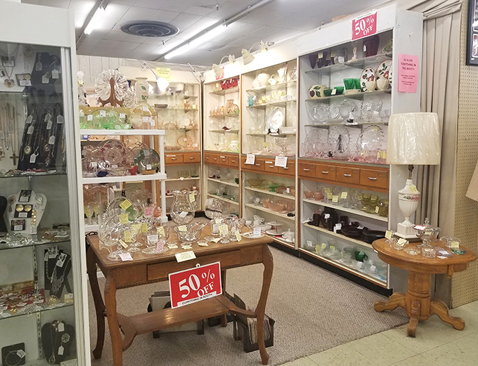 Crystal and glassware catch the light like diamonds, each piece waiting for its next celebration.