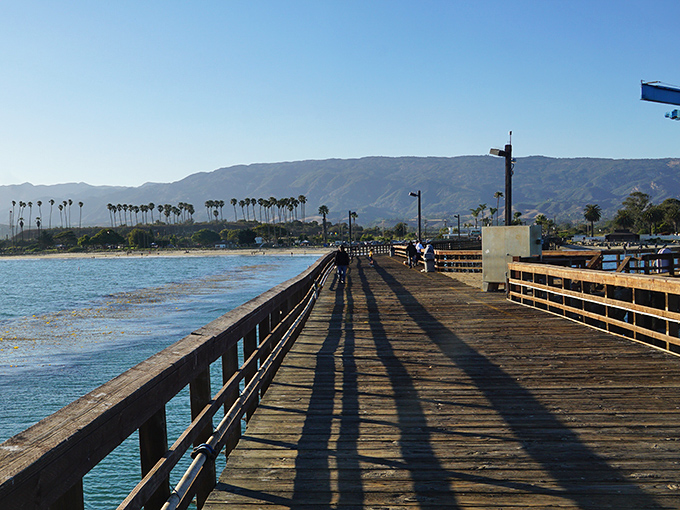 Goleta's pier stretches toward the horizon like a wooden runway, inviting you to strut into the Pacific with mountains providing the perfect backdrop.