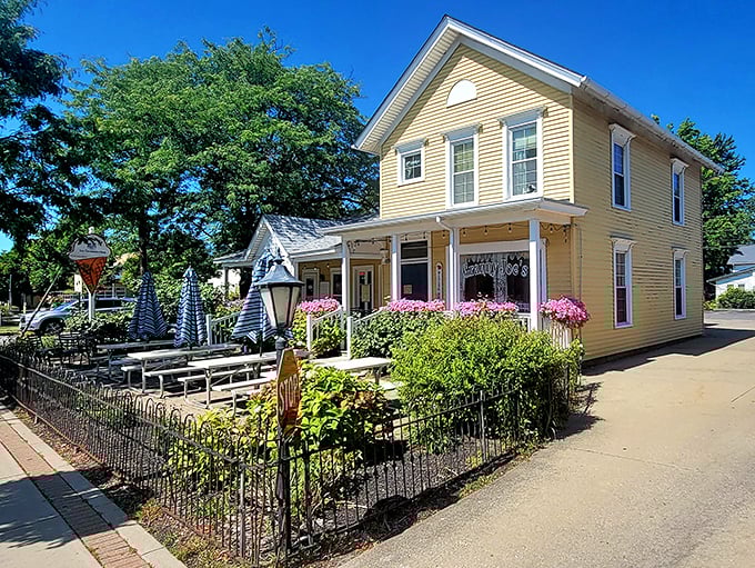 This sunny yellow building houses Granny Joe's Ice Creamatorium, where the irony of a former funeral home serving life-affirming ice cream isn't lost on locals.