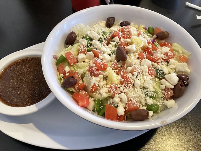 A Greek salad that brings Mediterranean sunshine to Ohio&mdash;proof that diners can do fresh and vibrant just as well as they do decadent.