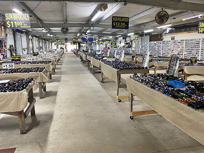 Sunglasses galore! Enough styles to outfit every face shape in Florida, all at prices that won't have you hiding behind those new shades.