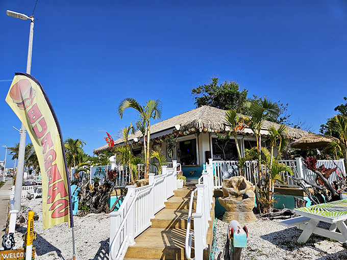 This thatched-roof hideaway looks like it was designed by someone who took "island vibes" as a literal architectural direction. Delightfully so.