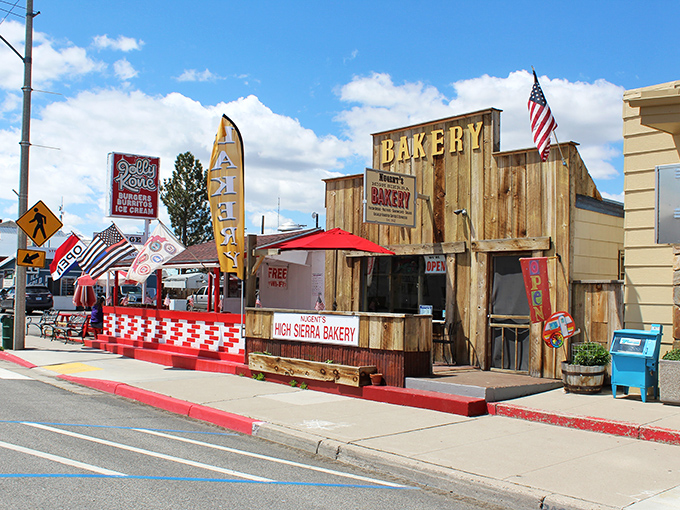 The High Sierra Bakery's rustic wooden facade promises carbohydrate delights that will fuel your mountain adventures and demolish any diet resolutions.