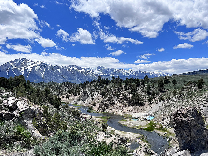 Hot Creek's steamy blue waters remind you that beneath California's beauty lies the rumbling heart of ancient volcanic forces.