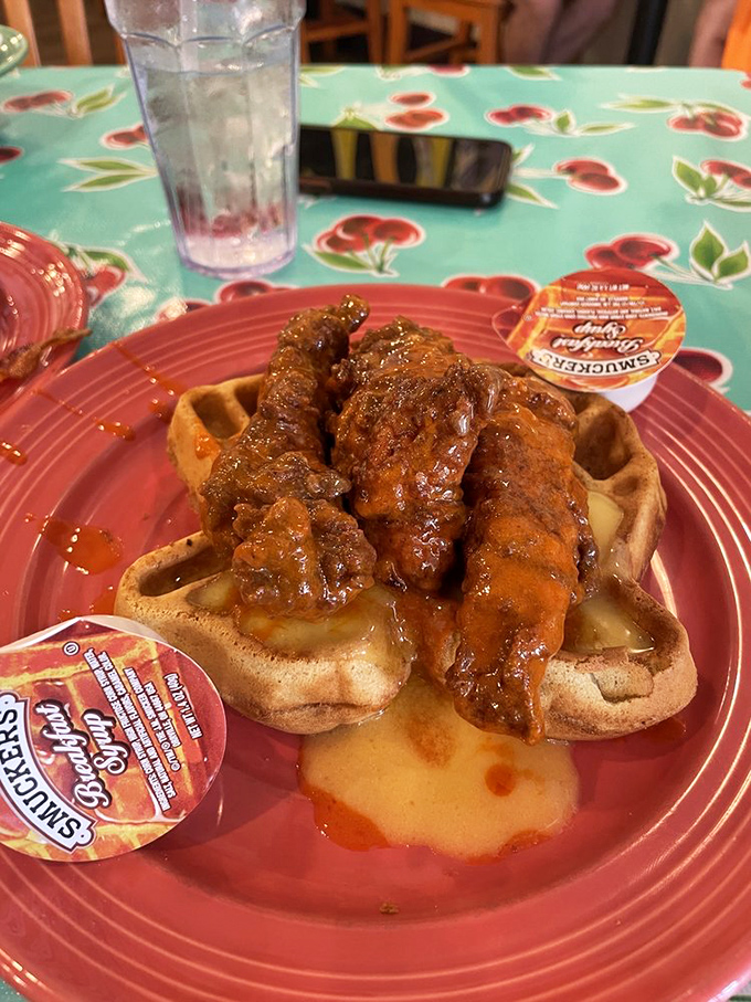 Hot chicken meets waffle in a sweet-spicy romance that would make Nashville proud and your taste buds applaud.