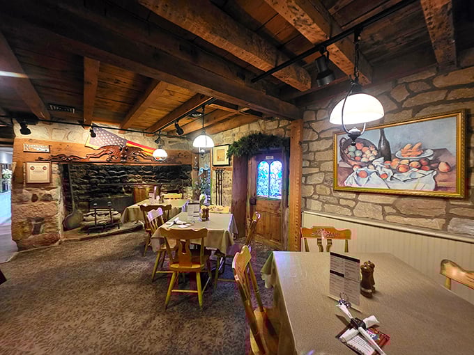 Dining beside a centuries-old fireplace makes even Tuesday lunch feel like you've stepped into a historical novel—with better food options.