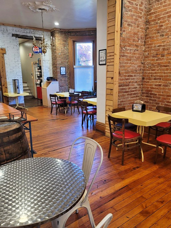 The dining room feels like that cool friend's place who somehow makes vintage mismatched furniture look intentional rather than accidental.