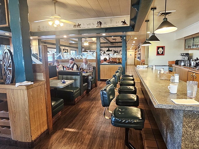 The dining room feels like the living room of that cool relative who always has the best stories and never runs out of food.