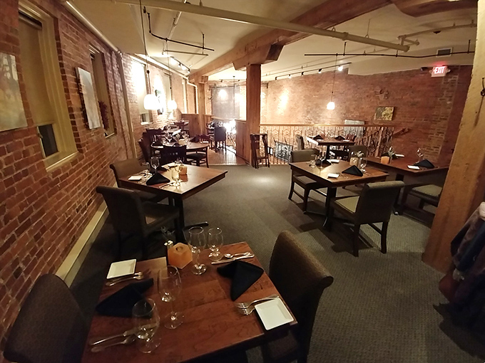 Dining room or time machine? The exposed brick walls and wooden beams transport you to an era when craftsmanship mattered and dinners weren't rushed.