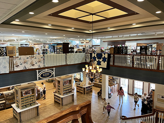 The gift shop beckons from above, a treasure trove where you can take home jams, jellies, and the false promise to recreate these flavors yourself.