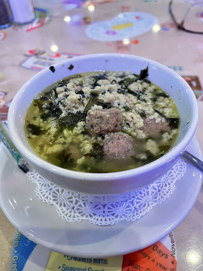 Italian wedding soup so authentic, you'll want to throw rice at it &ndash; tender meatballs swimming in broth that tastes like someone's nonna made it.
