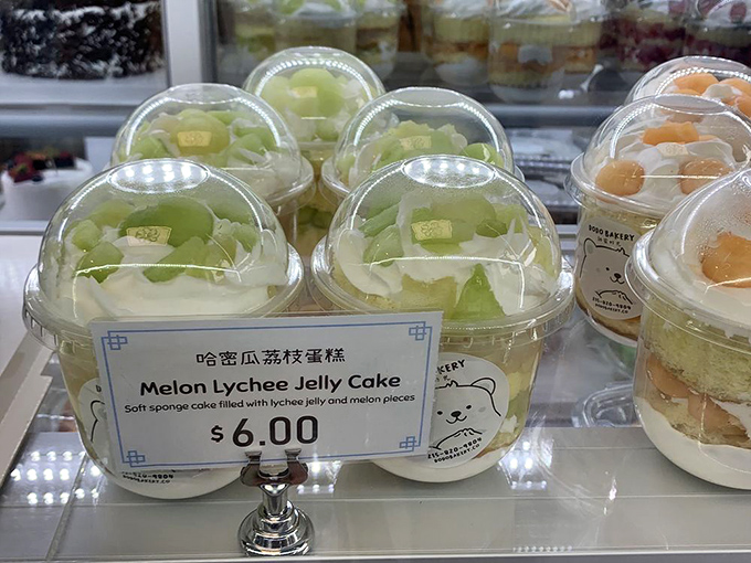 These melon lychee jelly cakes look like science experiments gone deliciously right—transparent windows into a world of fruity delight.