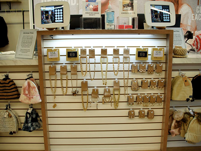 Jewelry displayed with boutique elegance rather than thrift store afterthought. These accessories wait patiently for their second chance to shine.