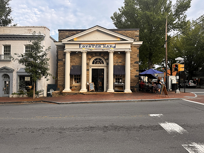 The King Street Oyster Bar's classical columns suggest your seafood comes with a side of architectural gravitas.