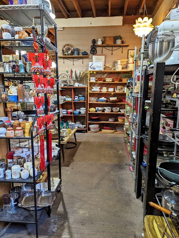 Kitchen implements from every era line these shelves. Your grandmother would recognize that casserole dish &ndash; and approve of its revival.