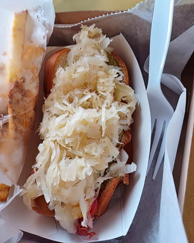Sauerkraut: nature's tangiest confetti. This kraut dog celebrates the perfect marriage of snappy hot dog and zippy fermented cabbage.