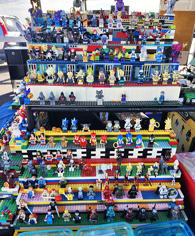 A LEGO minifigure army stands at attention, each tiny plastic face representing hours of imaginative play and the occasional painful barefoot encounter.