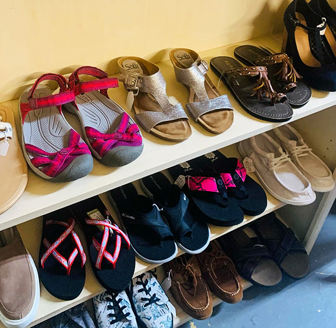 Footwear fantasies from practical to whimsical. That hot pink pair is practically screaming, "Buy me for that beach vacation you've been planning!"