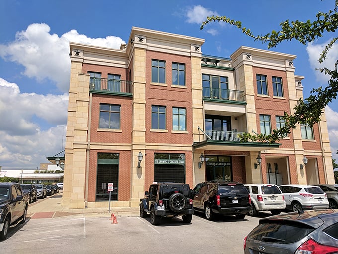 This mixed-use building blends brick, limestone, and modern design like a well-crafted cocktail&mdash;sophisticated yet approachable, just like Georgetown itself.
