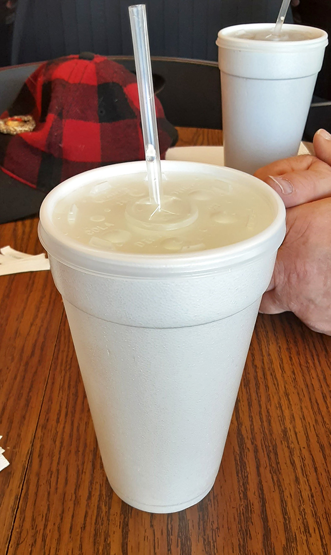 A proper milkshake in a styrofoam cup&mdash;thick enough to require serious straw strength but worth every bit of the effort.
