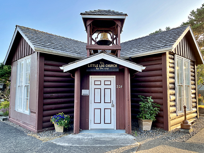 The Little Log Church & Museum packs outsized charm into its diminutive frame, complete with a bell tower that would make any storybook proud.
